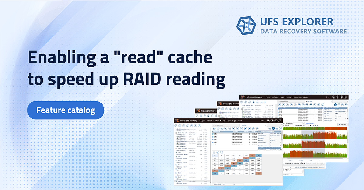 Speedy recovery from small-striped RAID using a cache