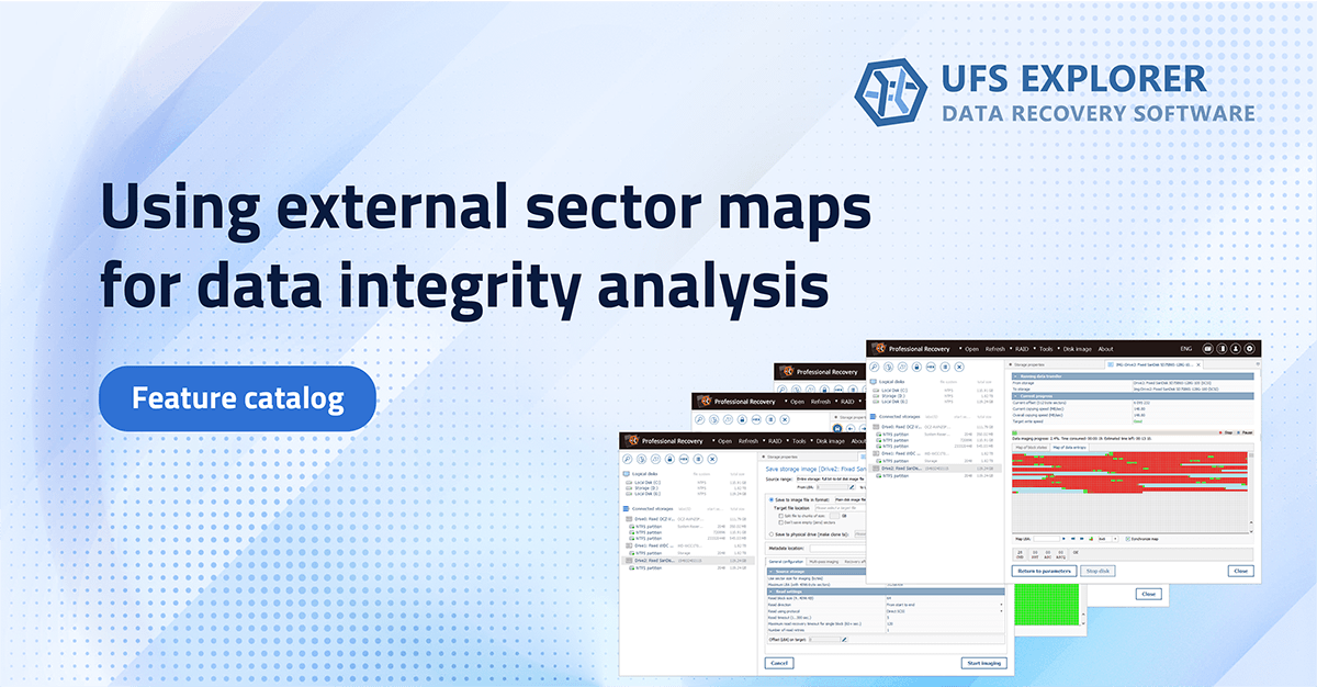 Using external maps of defects in UFS Explorer