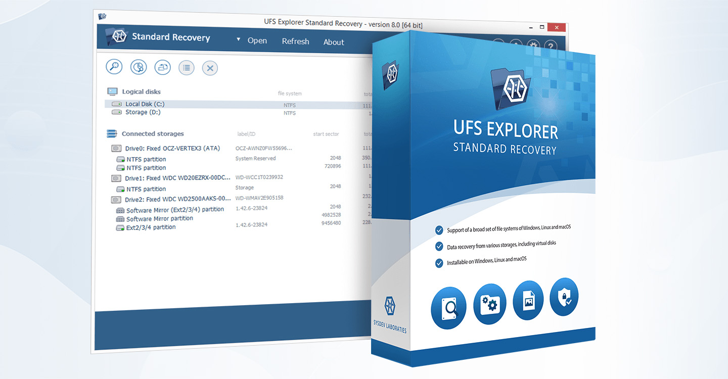 Universal software tool for most common data recovery cases